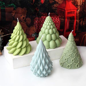 Geometric Christmas Tree Candle Silicone Mold-twisted Cone Christmas ...