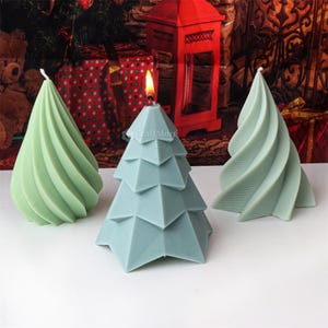 Geometric Christmas Tree Candle Silicone Mold-twisted Cone Christmas ...