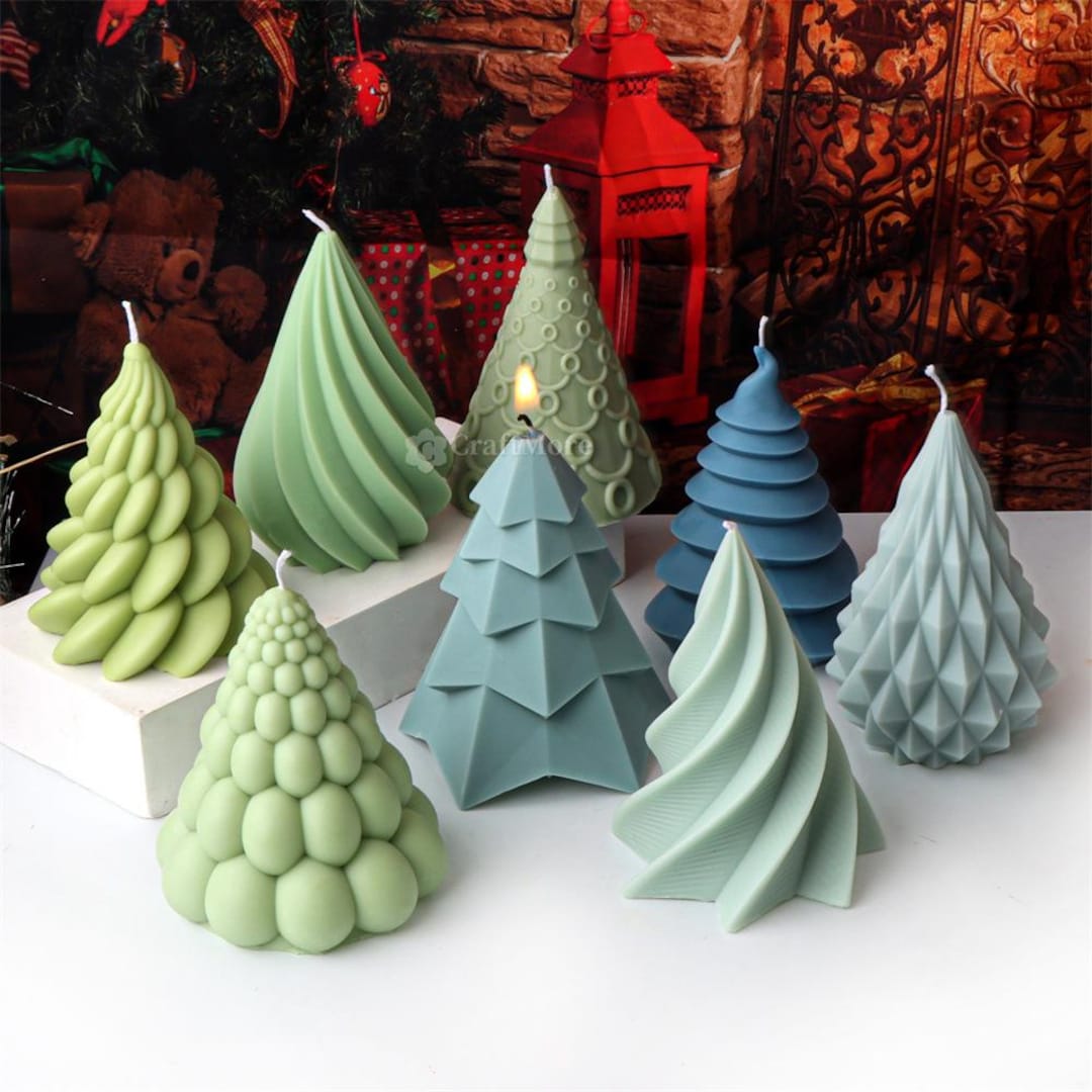 Geometric Christmas Tree Candle Silicone Mold-twisted Cone Christmas ...
