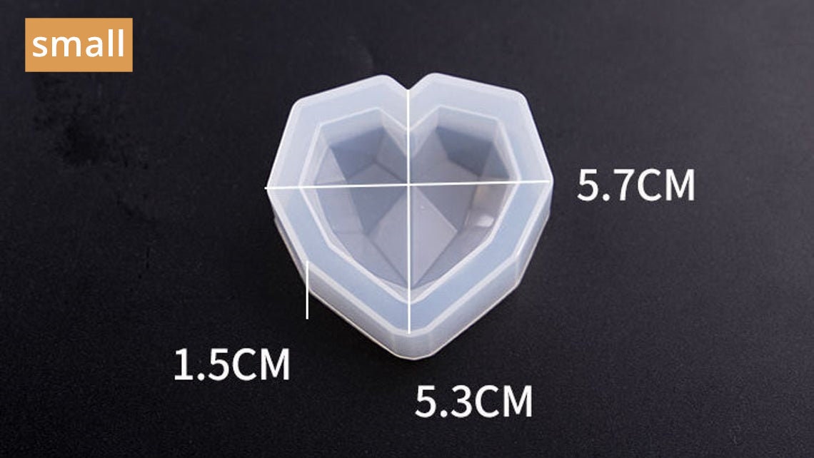 Diamond Heart Mold-heart Silicone Mold-heart Resin Mold-faceted Heart ...
