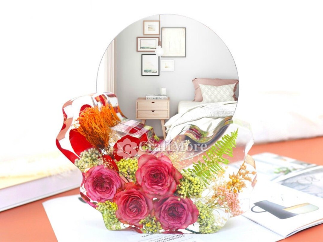 Creative Bedside Mirror Resin Molds-flower Specimen Mirror Mold-desktop ...