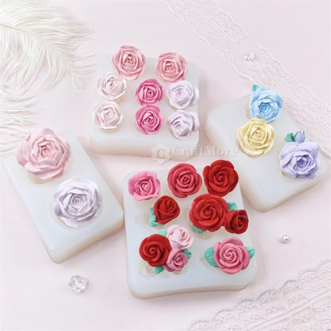 3D Rose Silicone Mold-4 Styles Rose Resin Mold-rose Diffuser Stone Mold ...