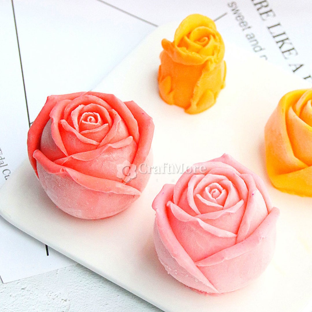 3D Rose Silicone Candle Mold-creative Ice Cube Mold-6 Grids Resin Rose ...