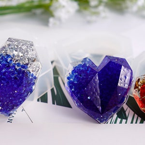 Diamond Heart Mold-heart Silicone Mold-heart Resin Mold-faceted Heart ...