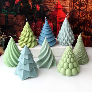 Geometric Christmas Tree Candle Silicone Mold-twisted Cone Christmas ...