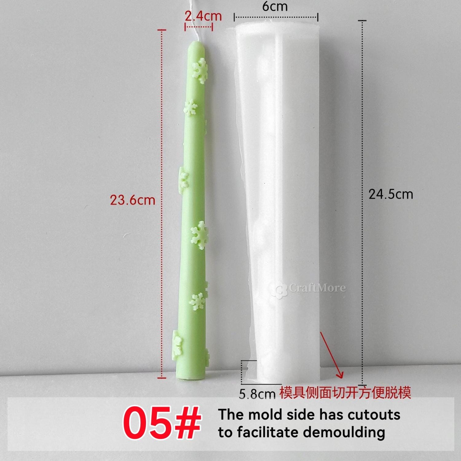 Embossed Flower Candle Silicone Mold-long Taper Candle Mold-scented ...