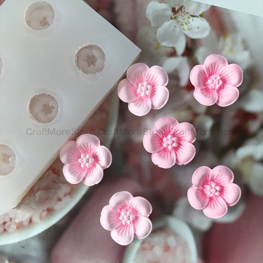 Six-hole Sakura Resin Molds Aromatherapy Wax Decorative Flower Silicone ...