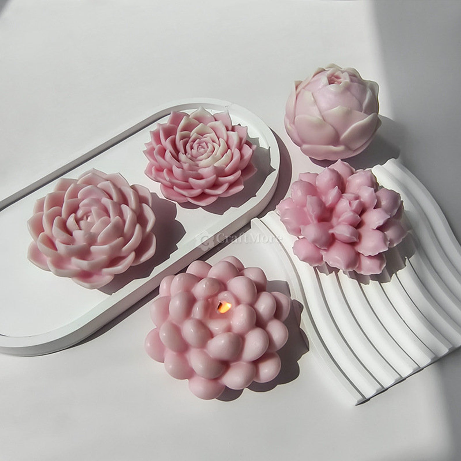 8 Styles Succulent Silicone Molds-succulents Plant Candle Molds-flower ...