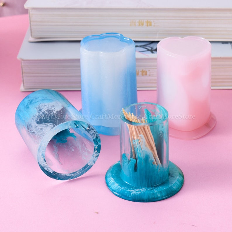 6 Styles Mini Pen Holder Silicone Mold-round Toothpick Box - Etsy