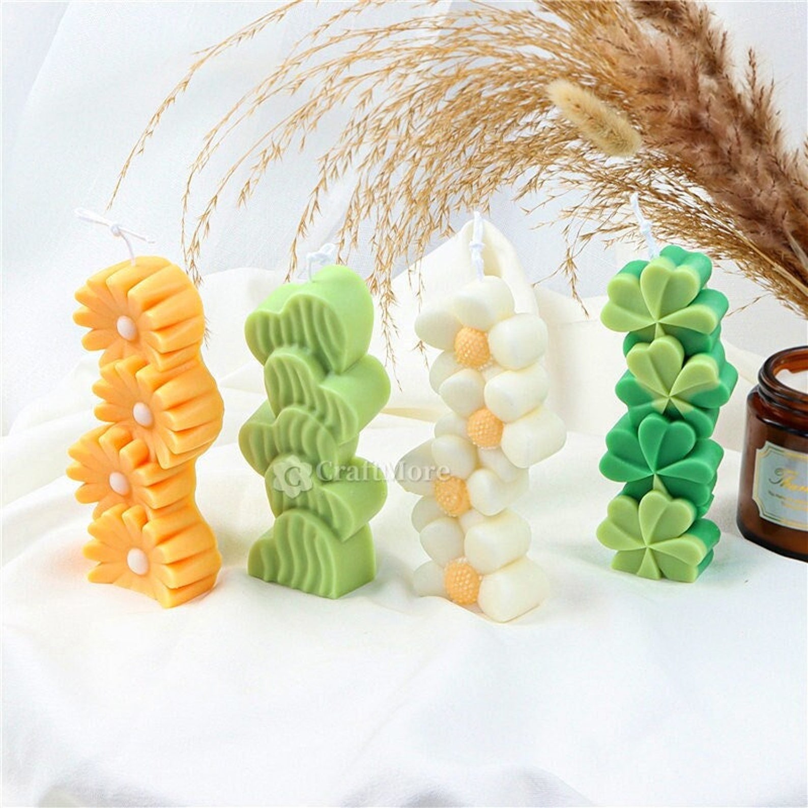 Flower Candle Mold-overlapping Flower Silicone Mold-heart Pillar Candle ...