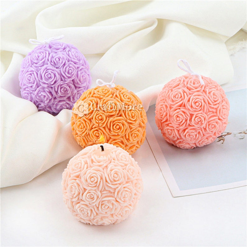 Rose Flower Ball Candle Mold-rose Sphere Candle Silicone Mold-flower ...
