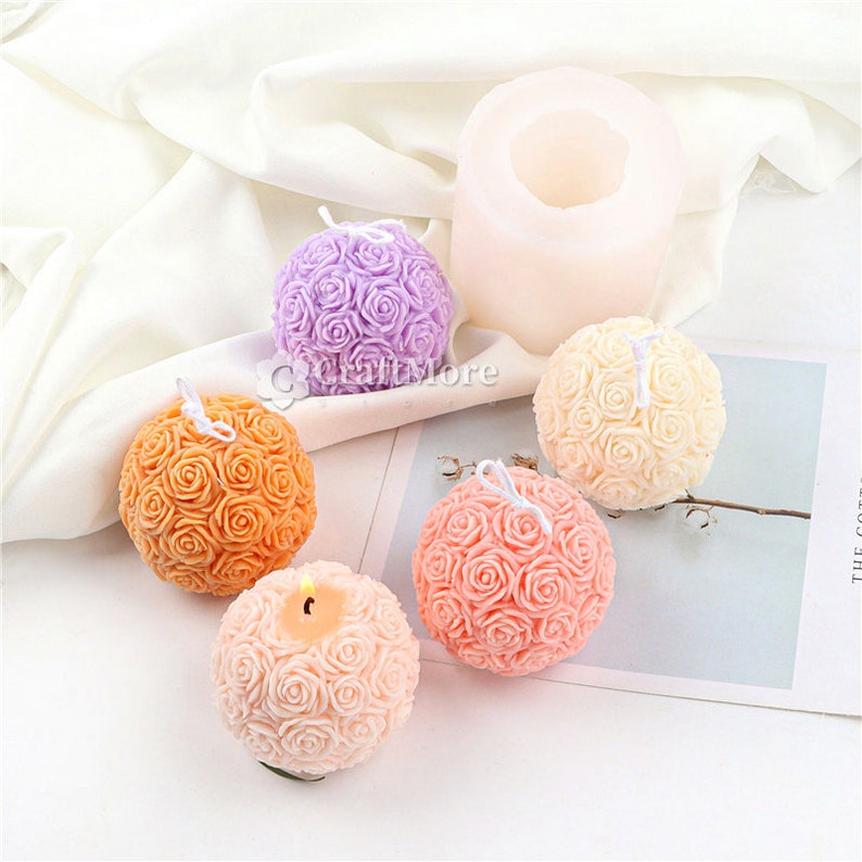 Rose Flower Ball Candle Mold-rose Sphere Candle Silicone Mold-flower ...