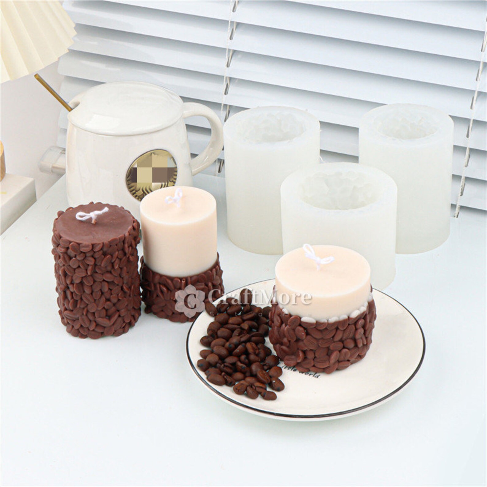 Cylinder Coffee Beans Candle Mold-silicone Mold for Candle Making ...