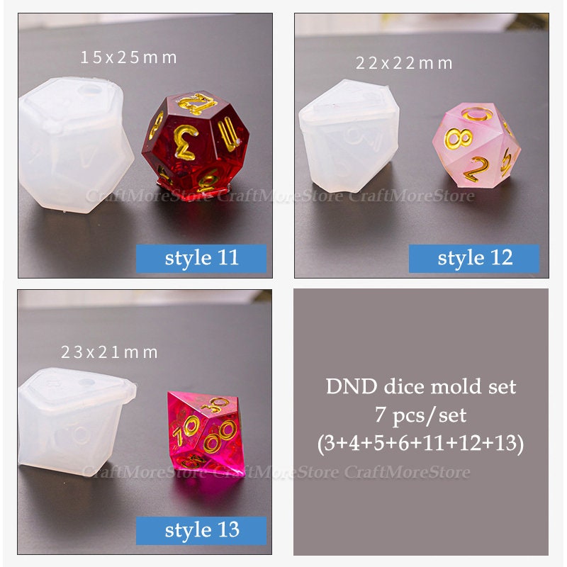7 Styles DND Dice Mold Set-silicone Dice Mold-resin Dice - Etsy