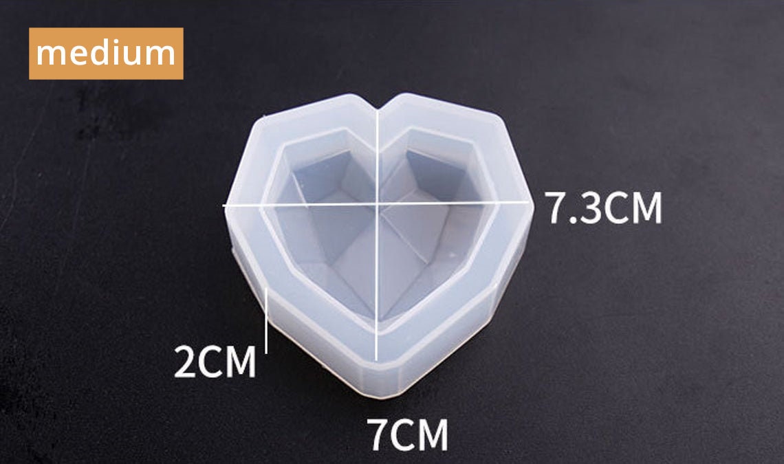 Diamond Heart Mold-heart Silicone Mold-heart Resin Mold-faceted Heart ...