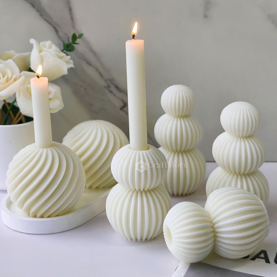 Striped Sphere Candle Silicone Mold-rotating Stripes Candle Mold ...