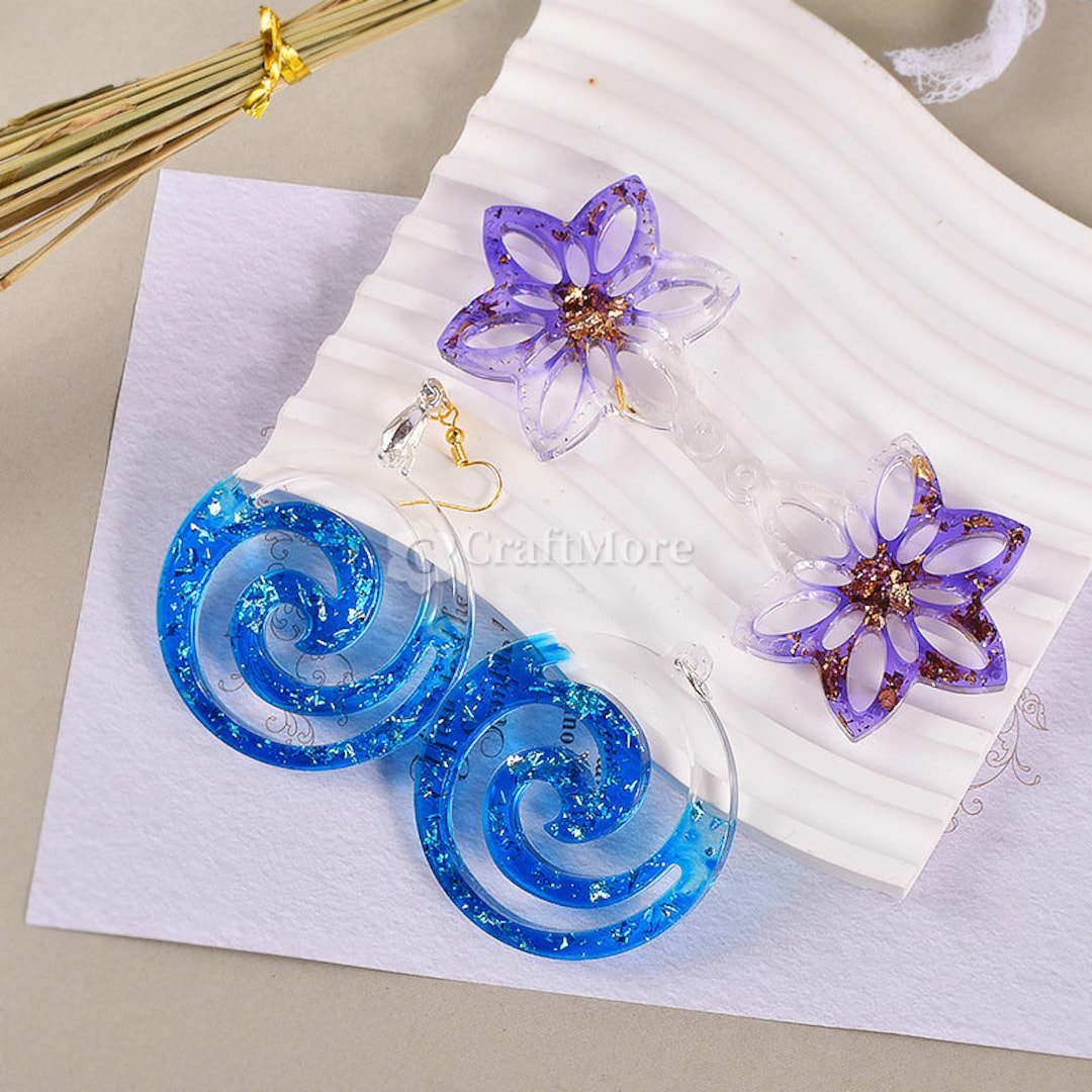 Hollow Flowers Earring Resin Mold-epoxy Resin Teardrop Sector Keychain ...