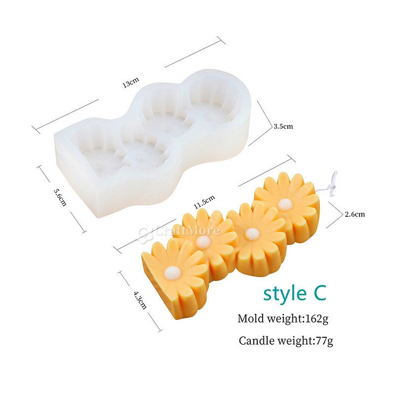 Flower Candle Mold-overlapping Flower Silicone Mold-heart Pillar Candle ...