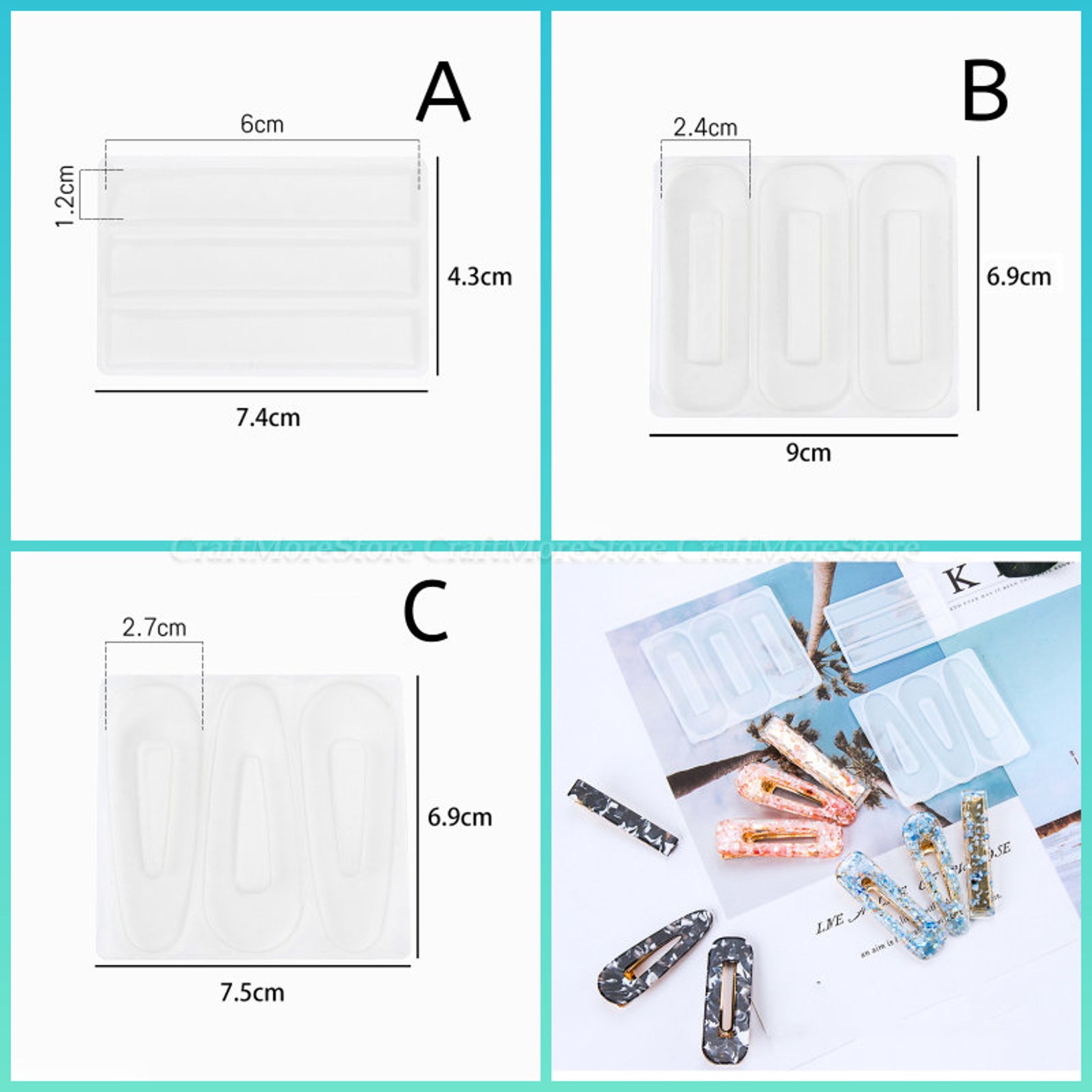 Kawaii Hair Barrette Silicone Mold-teardrop Hair Clip Resin - Etsy