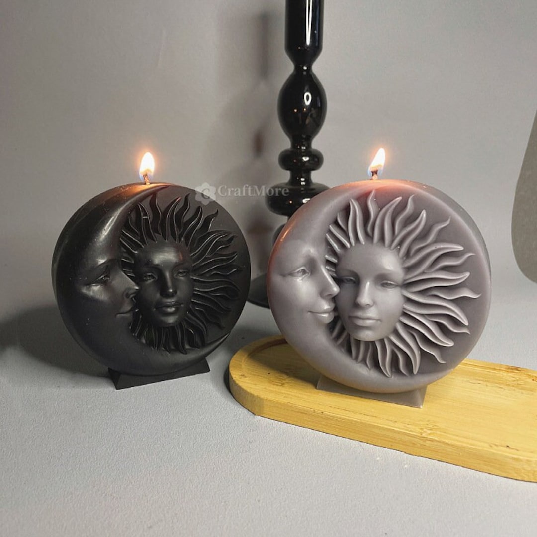 Sun and Moon Face Candle Mold-silicone Candle Mold-beeswax Candle Mold ...
