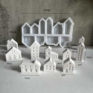 10 Styles Small Silicone House Mold-mini House Concrete Mold-cute House ...