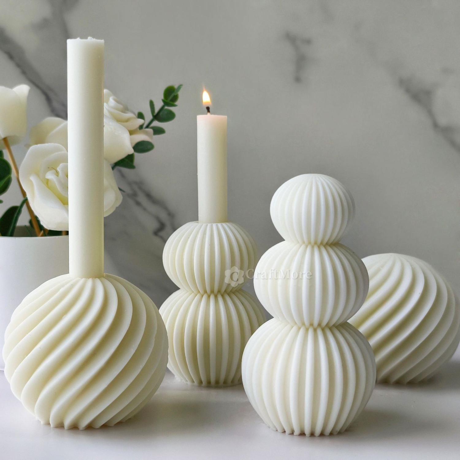 Striped Sphere Candle Silicone Mold-rotating Stripes Candle Mold ...