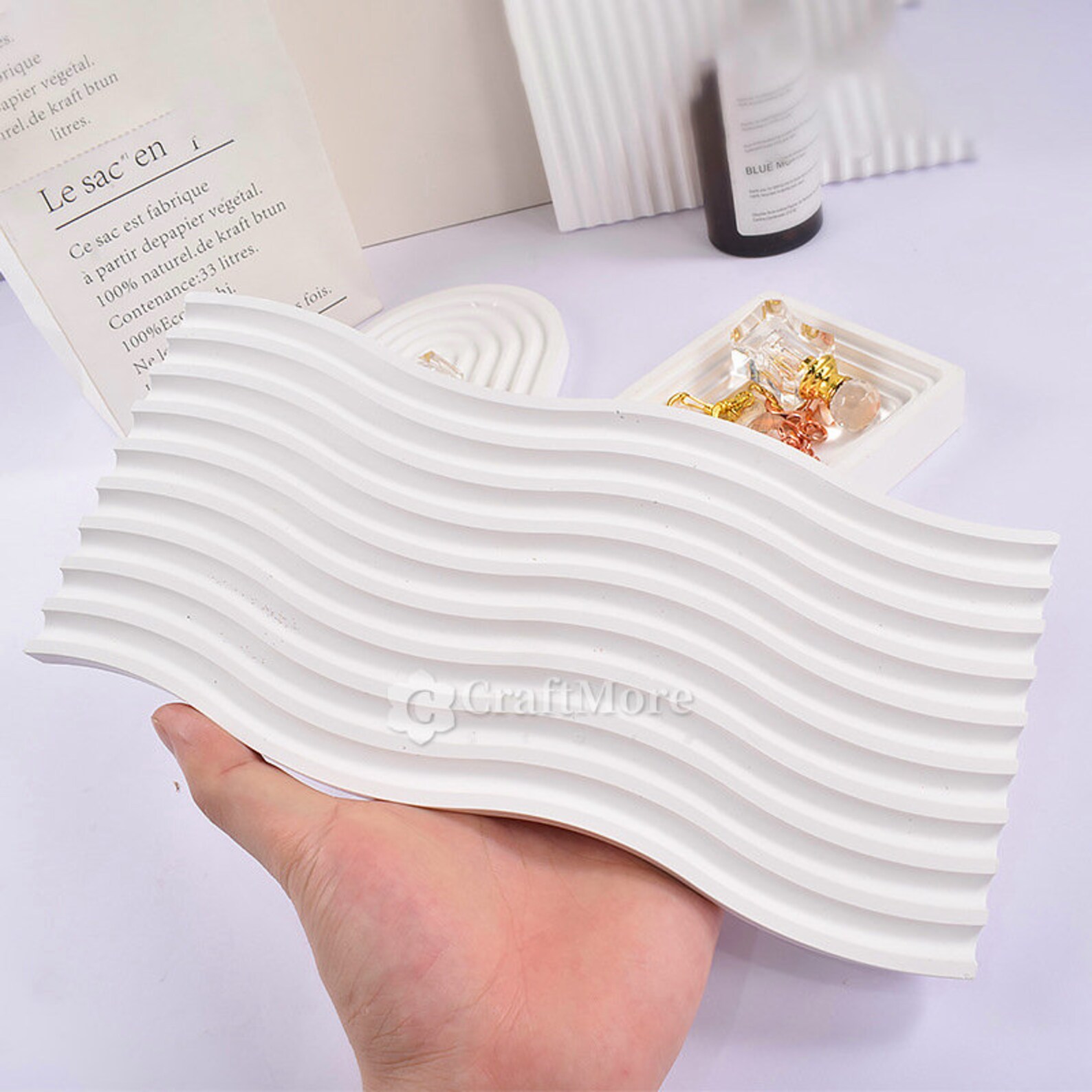 Creative Wavy Stripe Silicone Tray Mold-jewelry Tray Mold-concrete ...