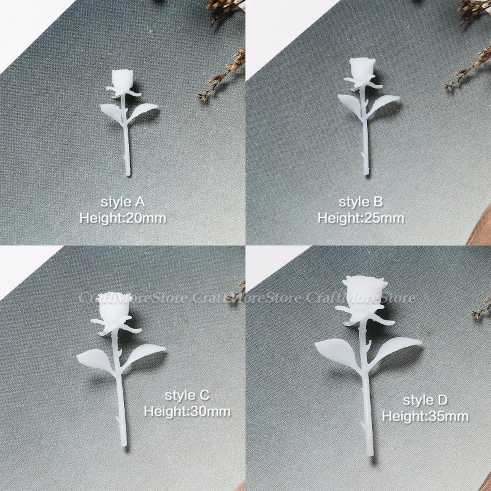 Miniature White Rose Model-resin Craft Filler-romantic Plastic - Etsy