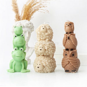 Cute Stacked Arhat Animal Candle Mold-animal Family Members Silicone ...