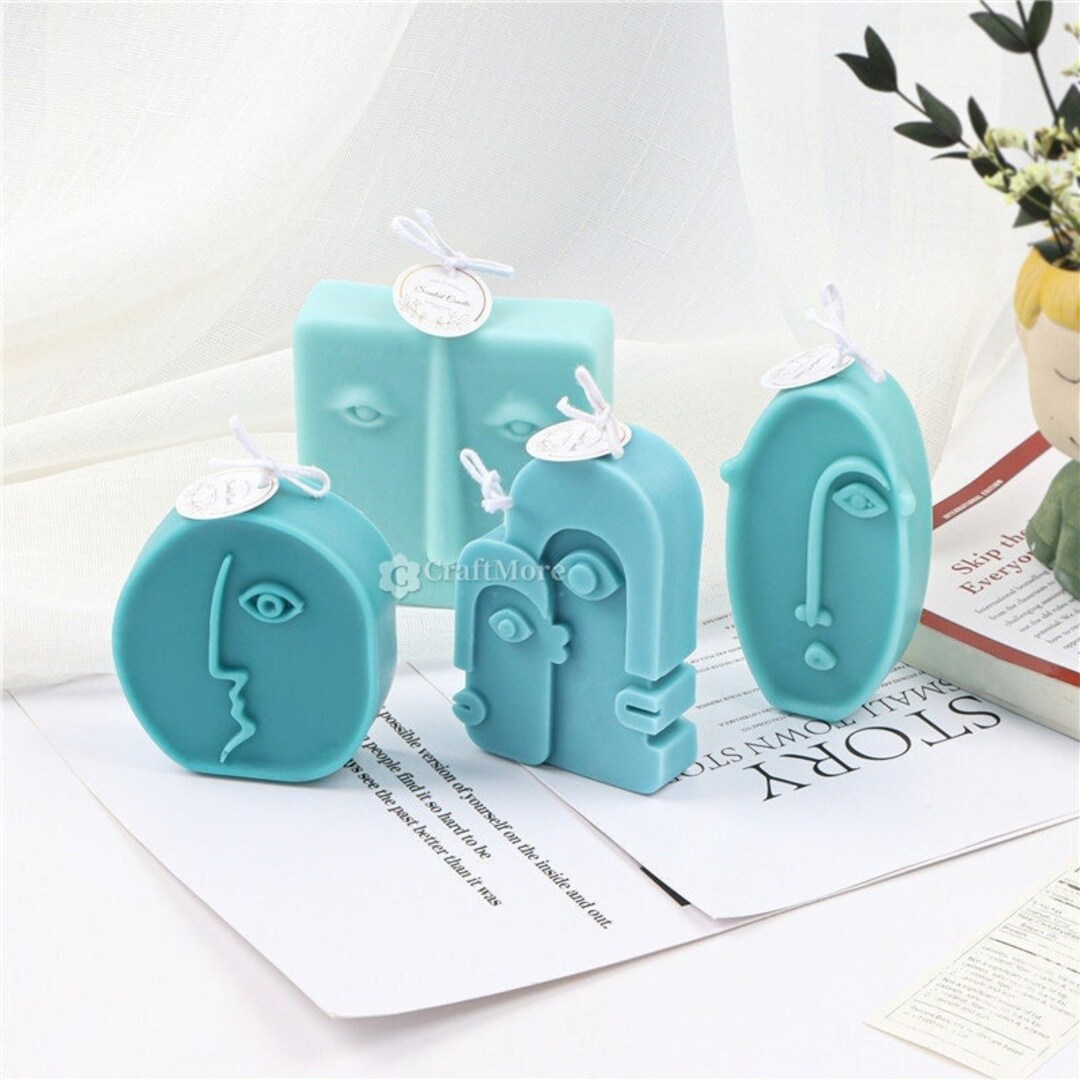 Abstract Face Candle Silicone Mold-scented Candle Mold-pillar Candle ...