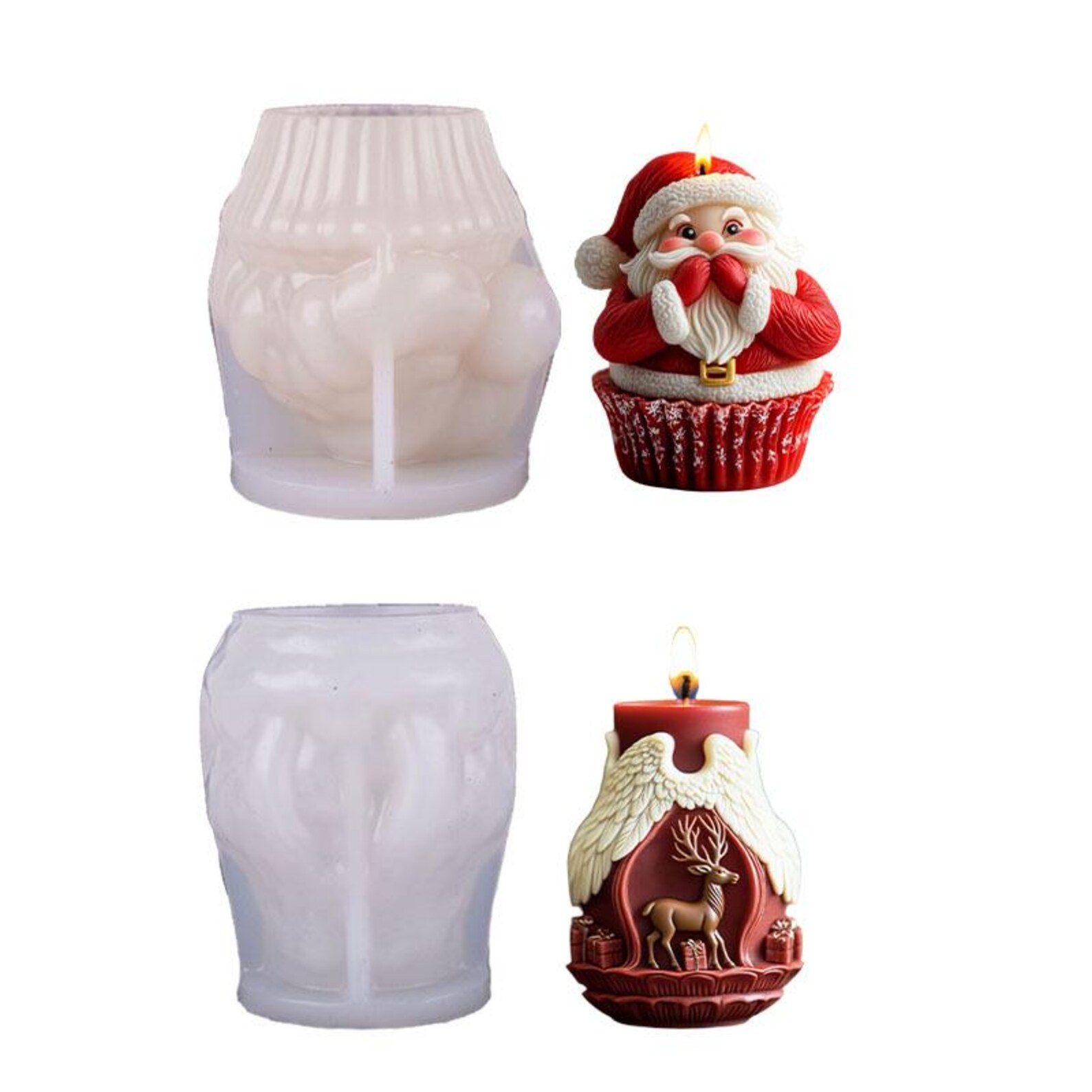 Christmas Candle Silicone Mold-elk/santa Claus Candle Mold-scented ...