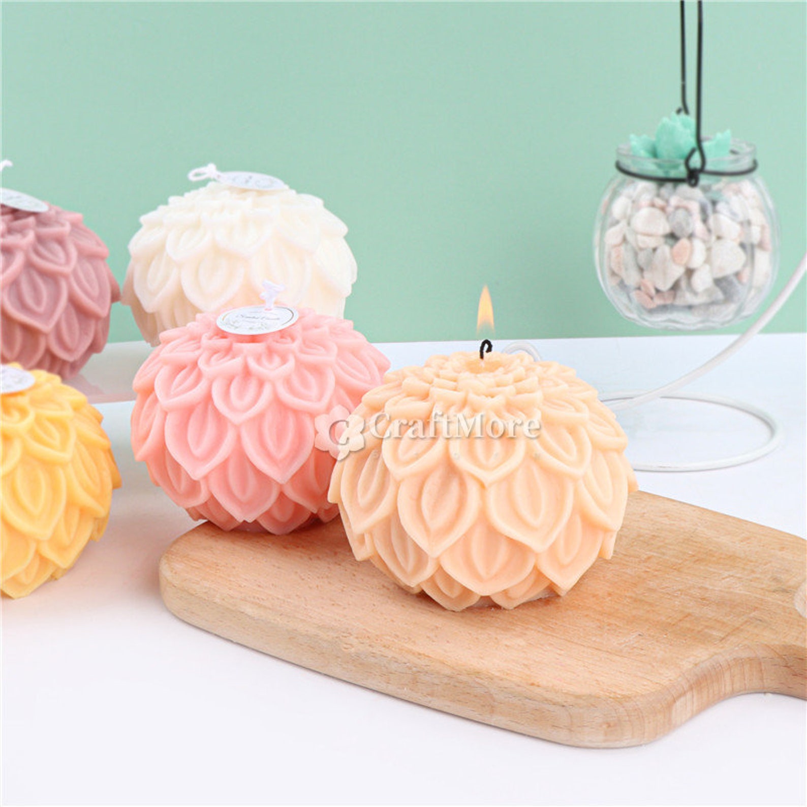 Lotus Sphere Candle Mold-pillar Candle Silicone Mold-lotus Flower Ball ...