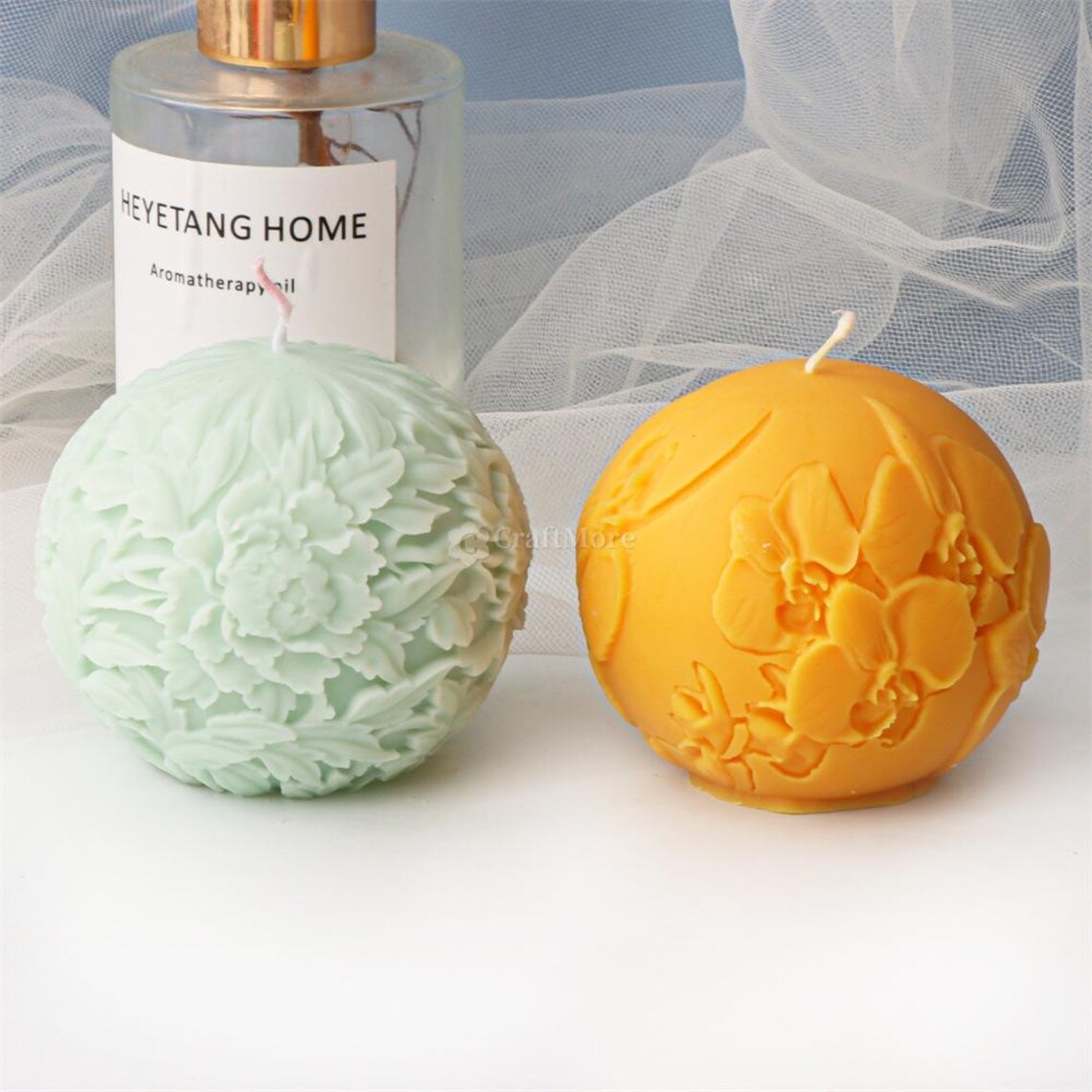 Flower Sphere Candle Silicone Mold-embossed Butterfly Ball Candle Mold ...