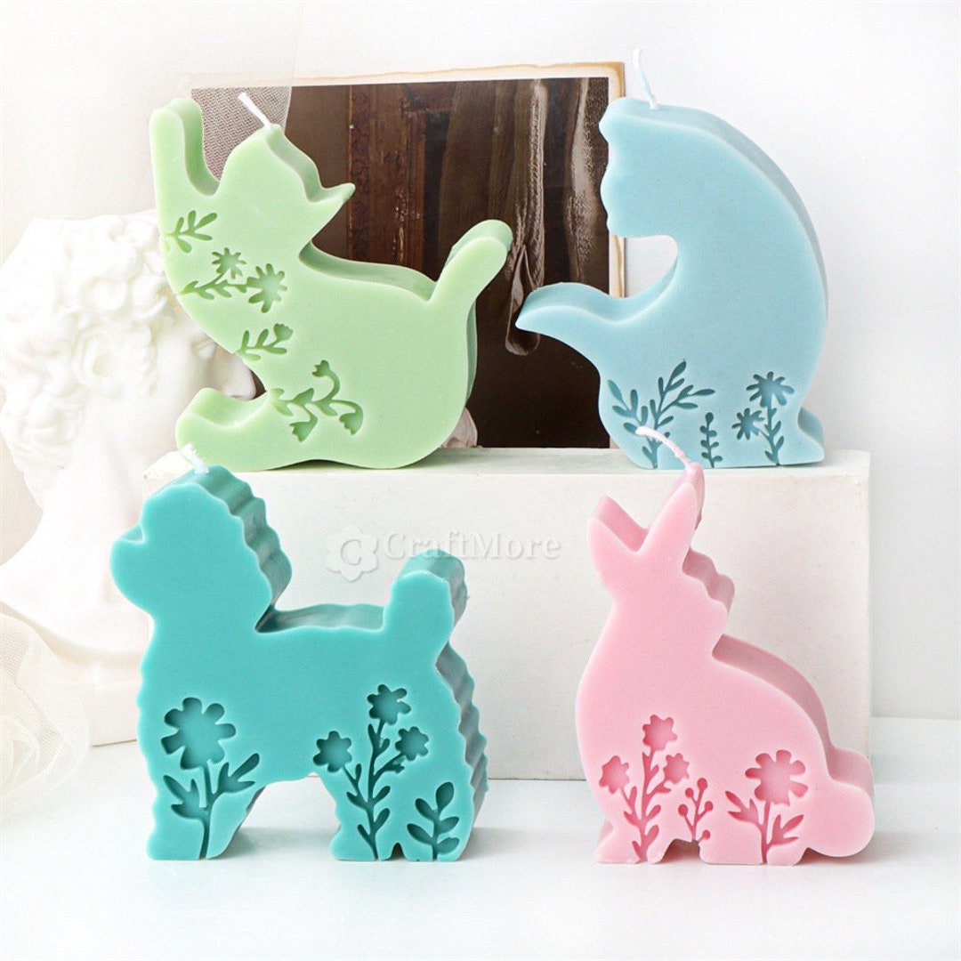4 Styles Cute Animals Silicone Mold-plaster Bunny Mold-rabbit Candle ...