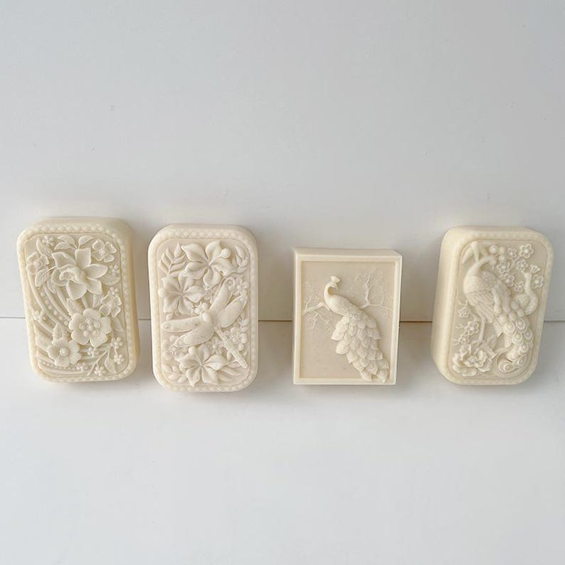 Embossed Peacock Soap Silicone Mold-flowers/dragonfly Pattern Soap Mold ...