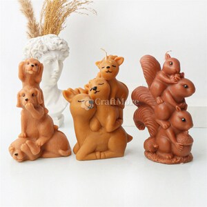 Cute Stacked Arhat Animal Candle Mold-animal Family Members Silicone ...