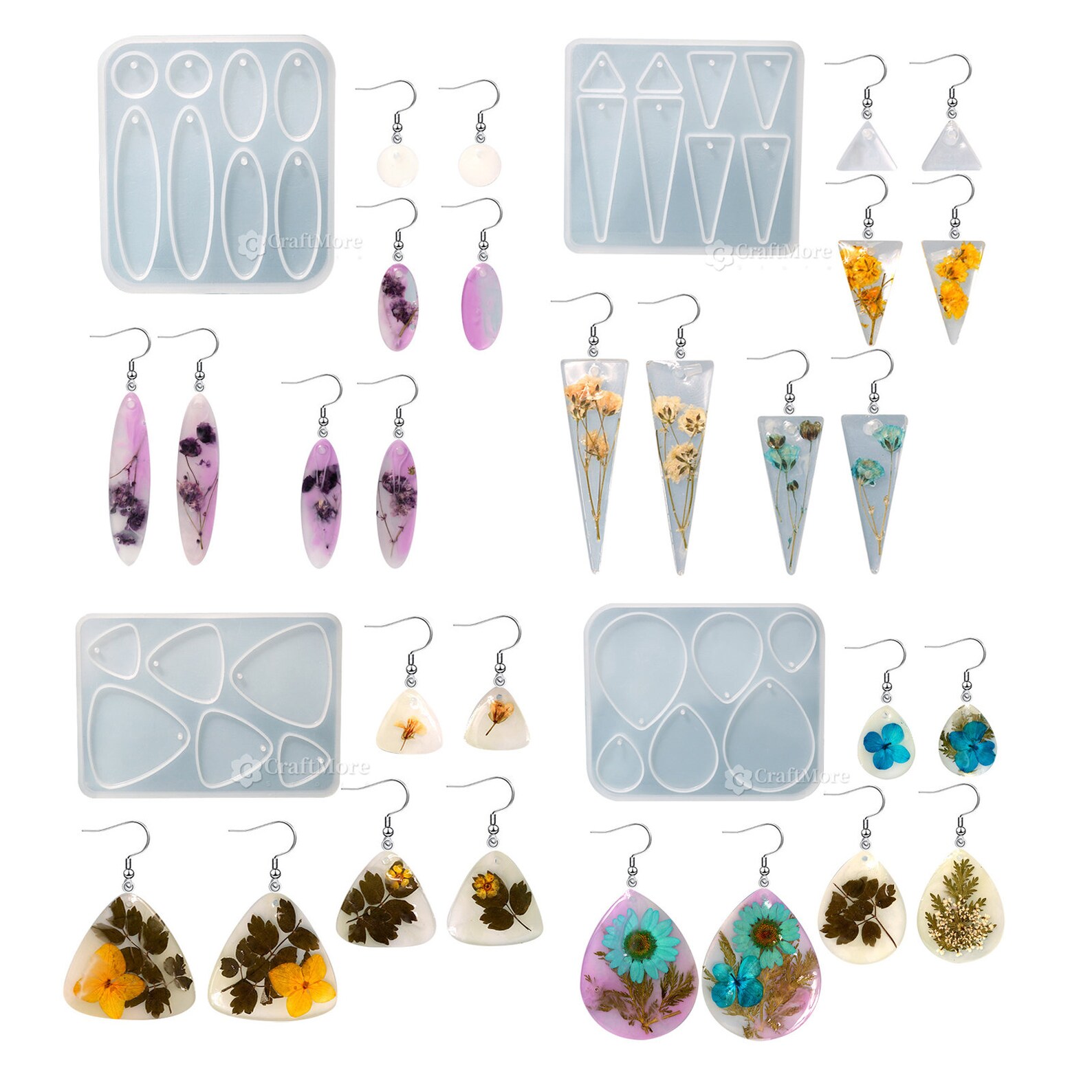 Geometric Earring Resin Mold-11 Styles Silicone Earring Molds-diy Epoxy ...