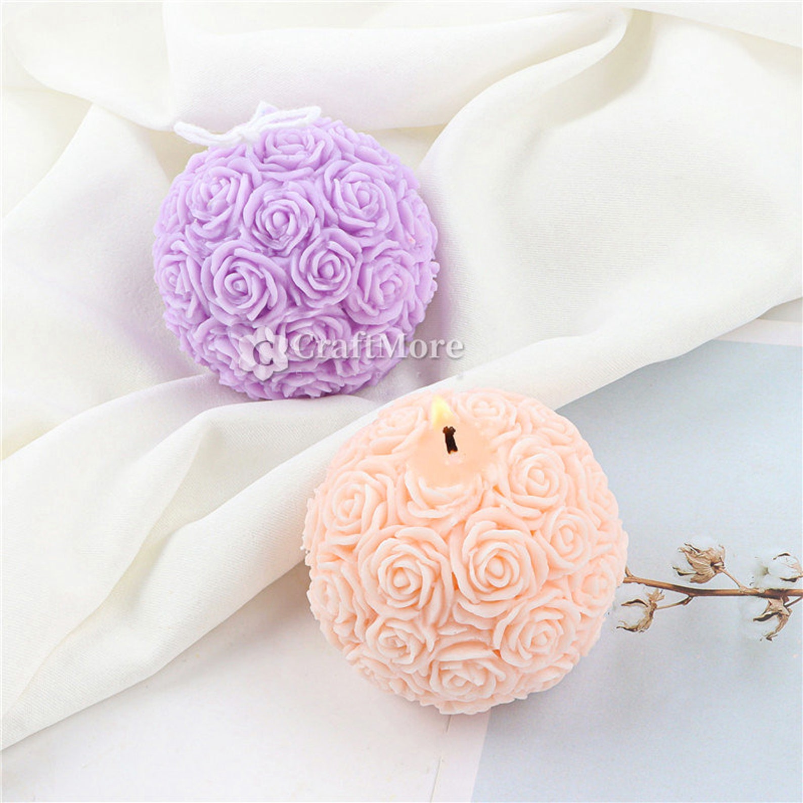 Rose Flower Ball Candle Mold-rose Sphere Candle Silicone Mold-flower ...