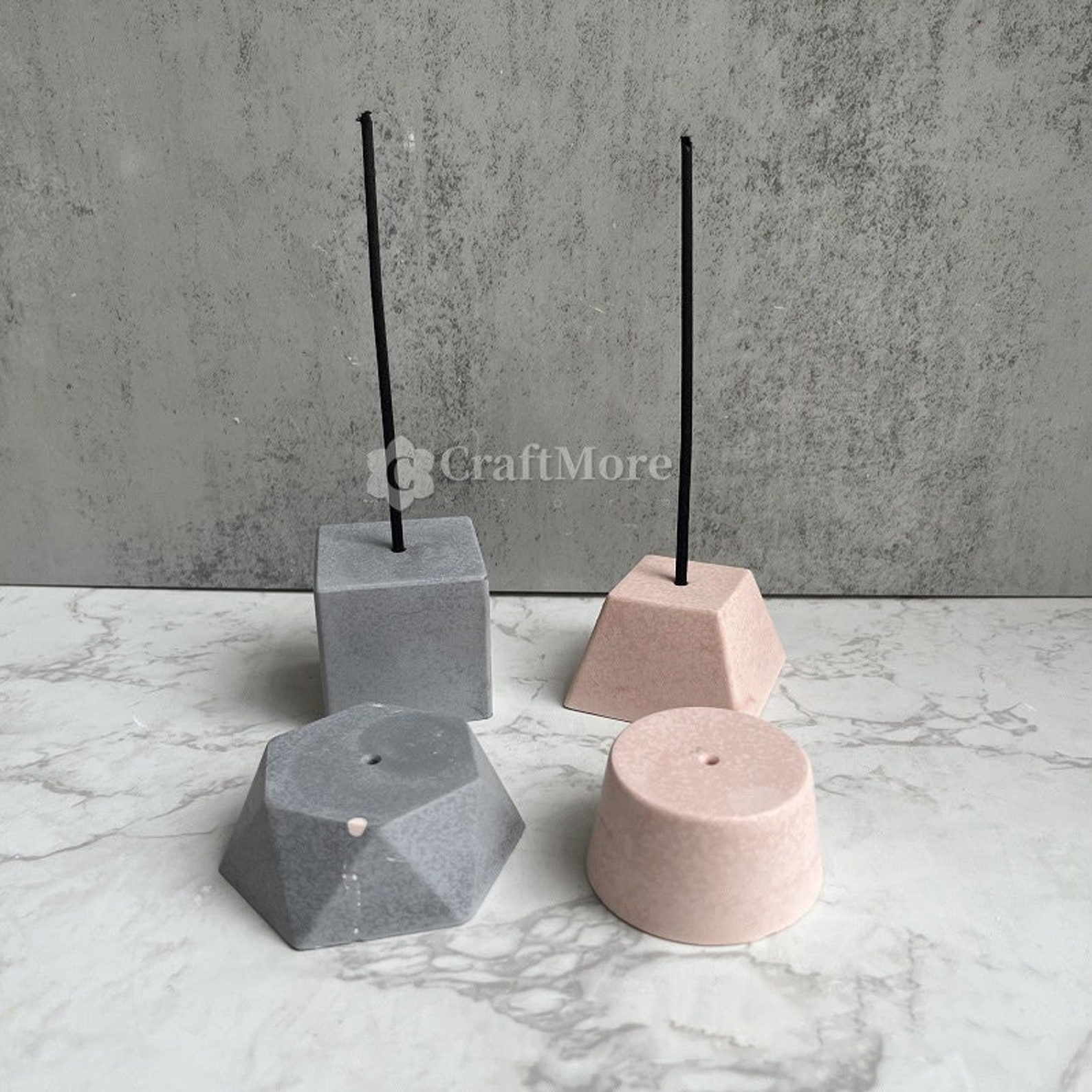 4 Cavity Concrete Incense Base Molds Silicone Molds for Plaster Cement ...