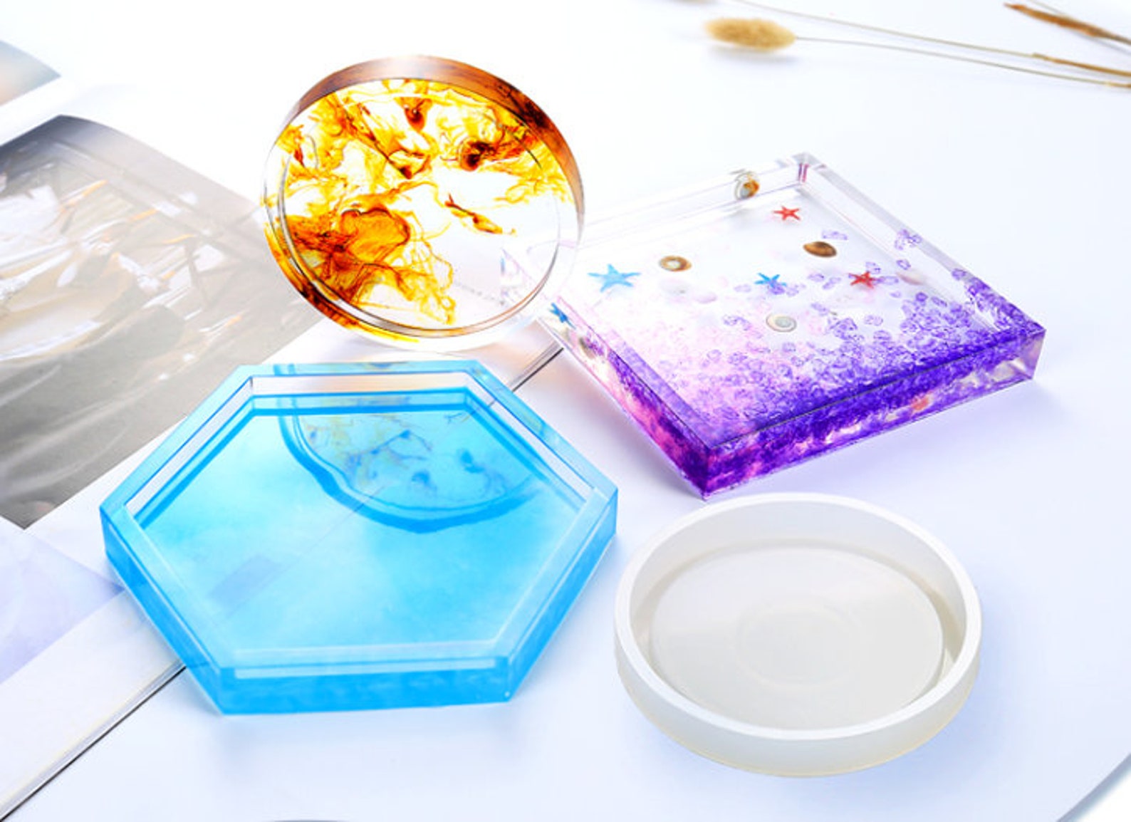 Round Silicone Coaster Mold for Home Decoration Square / - Etsy