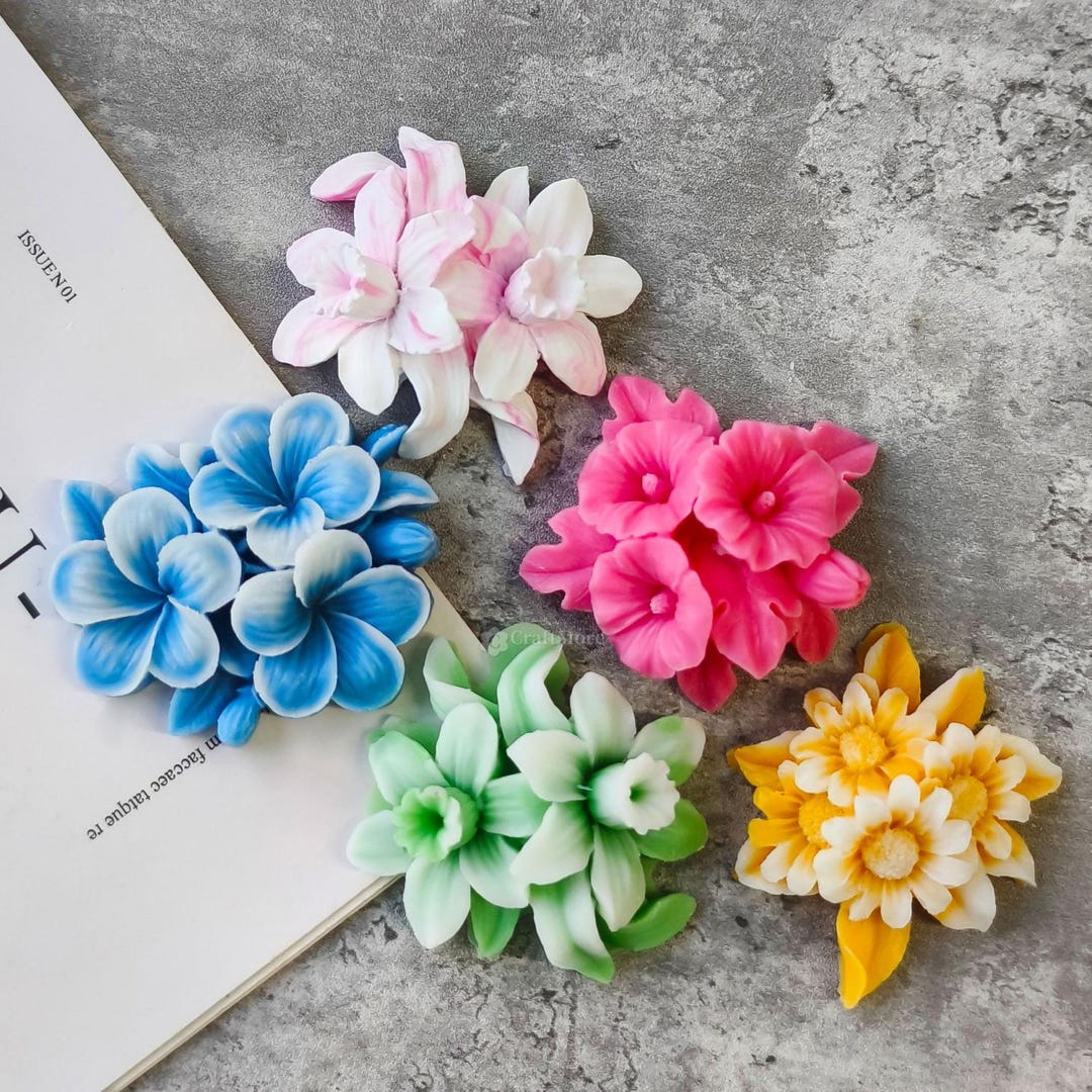 Flowers Silicone Mold-4 Styles Flower Candle Molds-scented Candle Mold ...