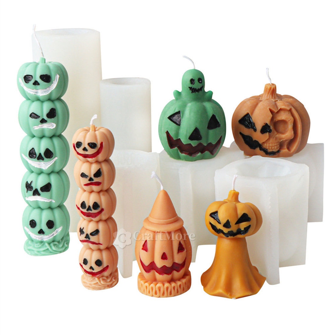 Halloween Pumpkin Candle Silicone Mold-evil Pumpkin Head Candle Mold ...