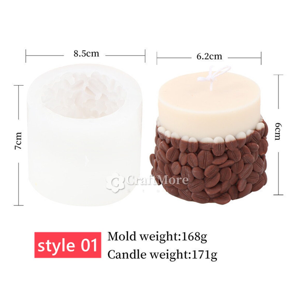 Cylinder Coffee Beans Candle Mold-silicone Mold for Candle Making ...