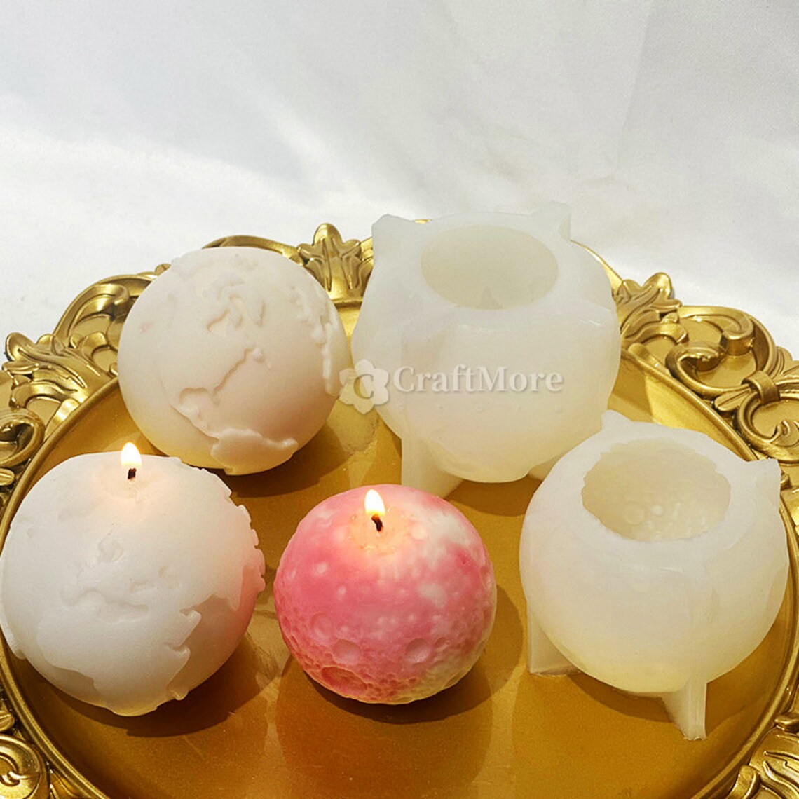 Planet Sphere Candle Mold-earth/moon Candle Silicone - Etsy