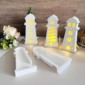 Hollow Lighthouse Silicone Mold-led Light Box Concrete Mold-light House ...