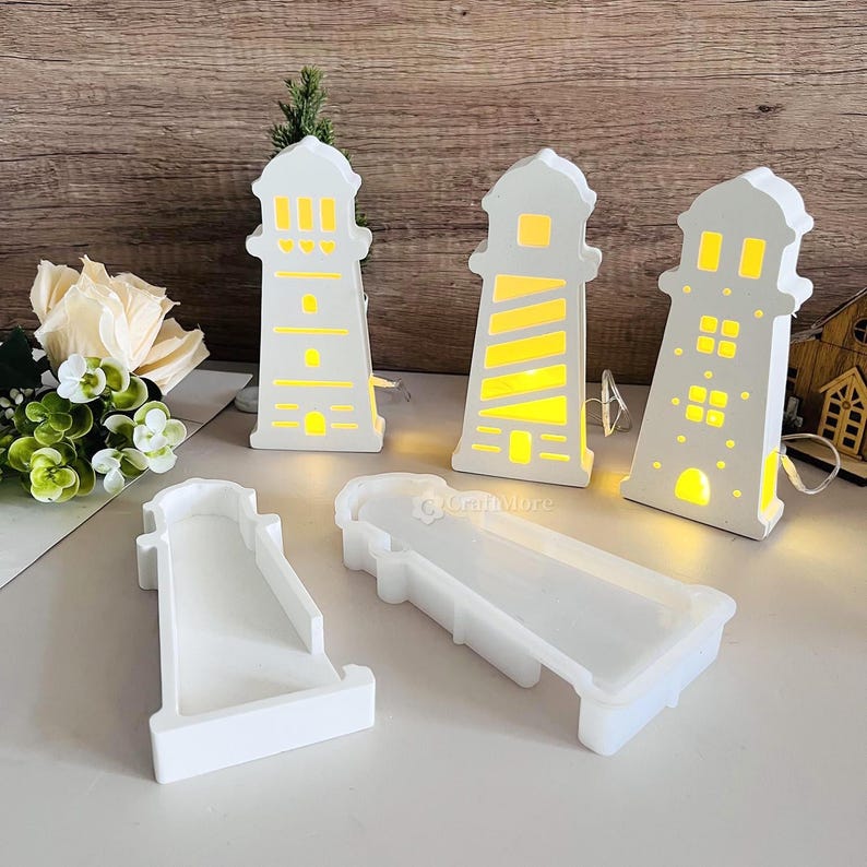 Hollow Lighthouse Silicone Mold-led Light Box Concrete Mold-light House ...