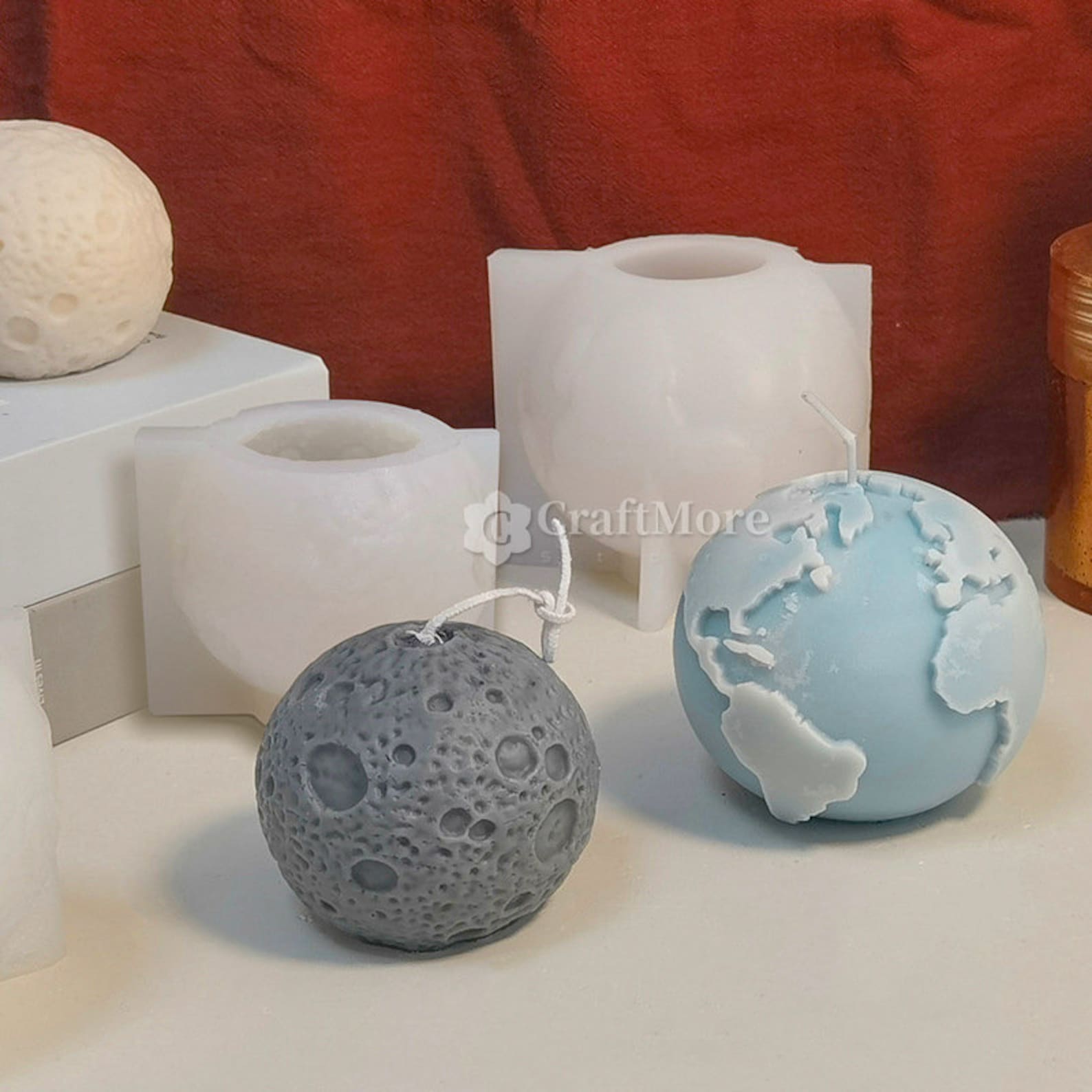 Planet Sphere Candle Mold-earth/moon Candle Silicone Mold-epoxy Resin ...