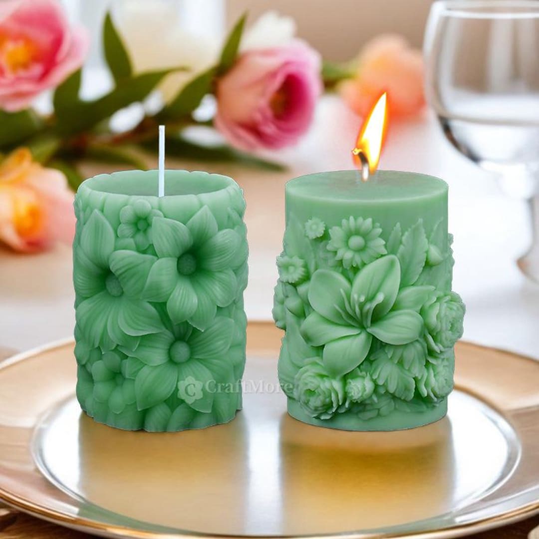 Silicone Flower Candle Mold-4 Styles Rose Pillar Candle Mold-scented ...