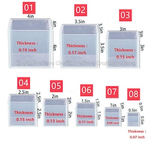 Large Transparent Cube Silicone Molds,4"inch-0.5inch Resin Cube Resin ...