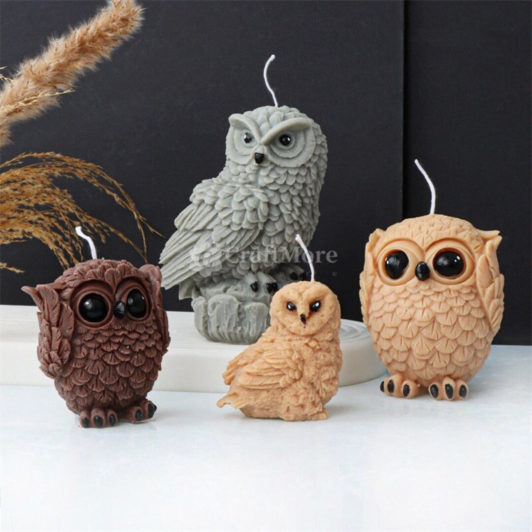 Kawaii Owl Silicone Candle Mold-wings up Owl Scented Candle Mold ...